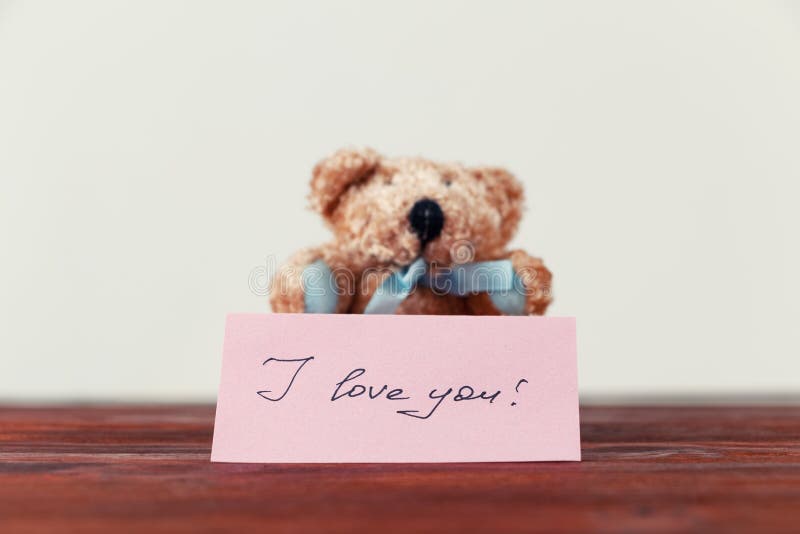 Teddy Bear with a Note Saying `I Love You` Stock Image - Image of ...