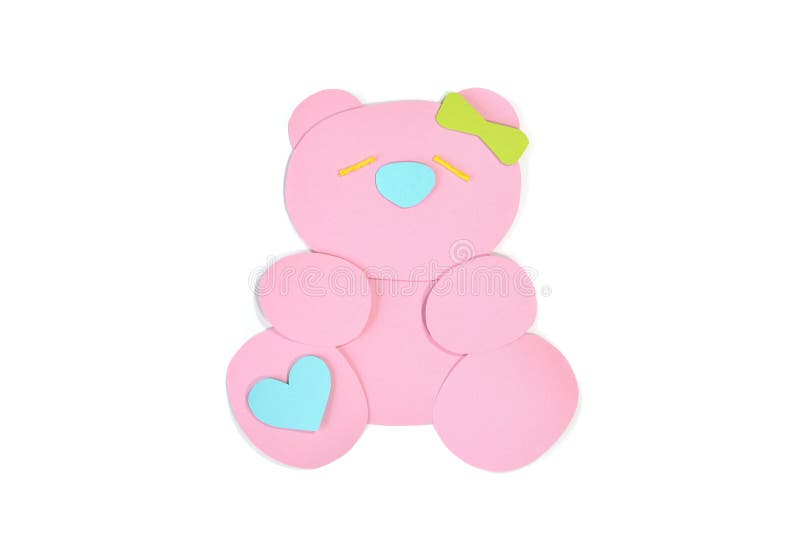 Teddy Bear Paper Cut on White Background Stock Image - Image of graphic ...