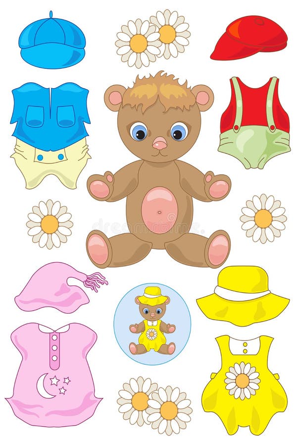 Teddy Bear Paper Doll ilustração do vetor. Ilustração de corte - 41977333
