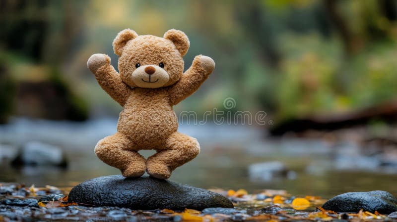 Teddy Bear Performing Yoga Pose by Stream Stock Illustration ...