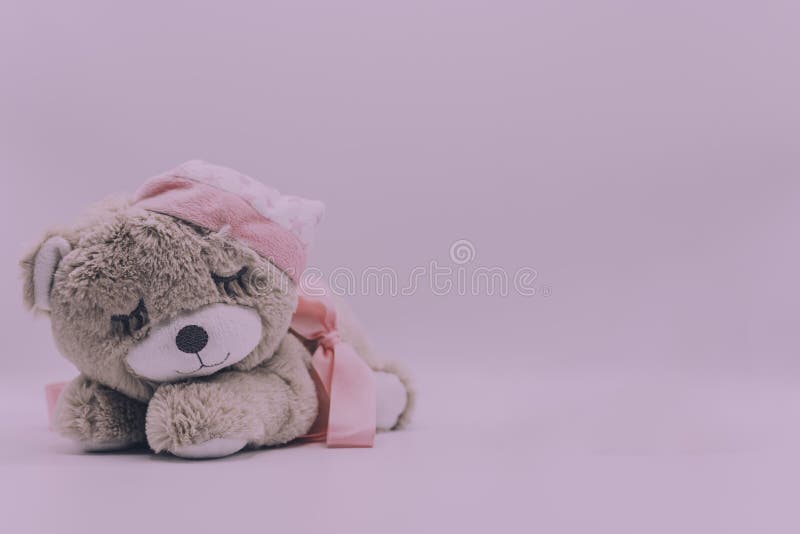 Teddy Bear with Pink Ribbon Stock Photo - Image of babyhood, sitting ...