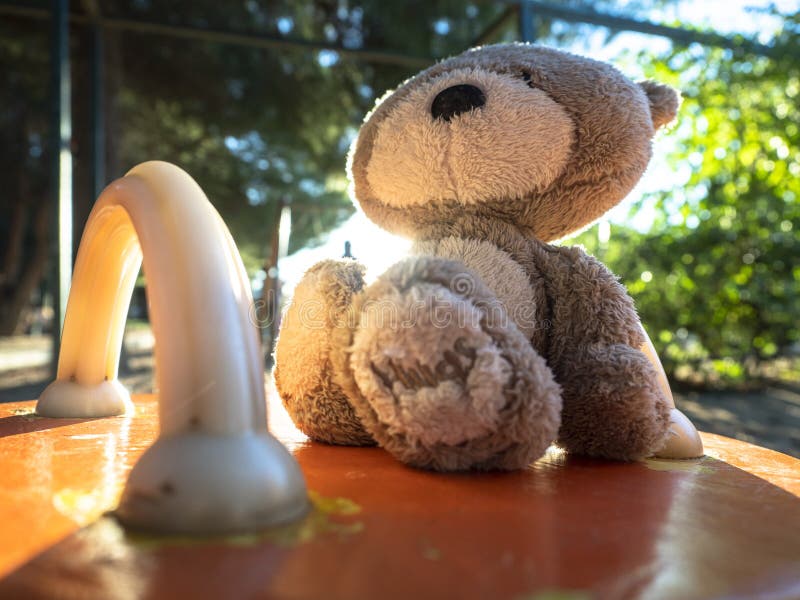 Teddy bear in play park stock image. Image of cute, humor - 213272609