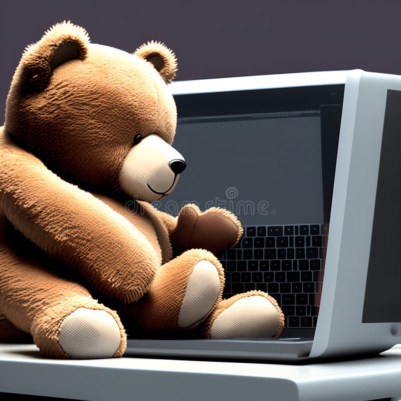 Teddy Bear Playing Computer Games, Generative AI Illustration Stock ...