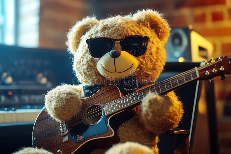 Teddy Bear Playing Guitar, AI Generated Stock Illustration ...