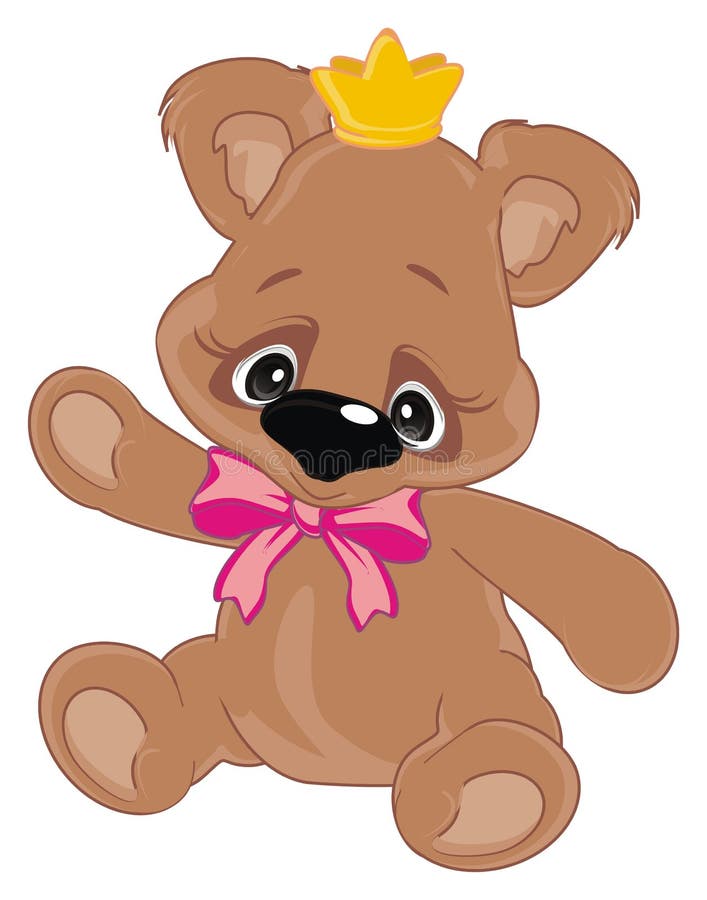 Bear Princess in a Pink Dress with Hearts Stock Illustration ...