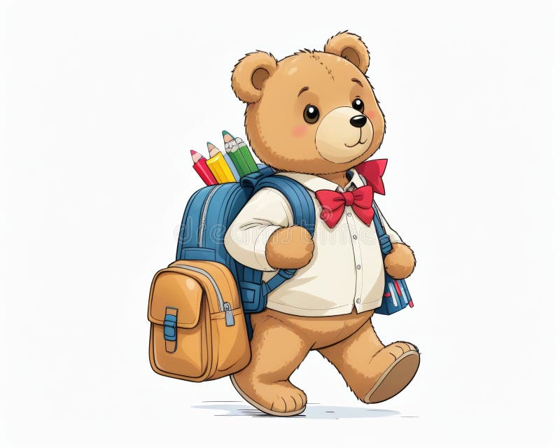 Teddy Bear Ready for School Stock Illustration - Illustration of learning, bear: 316563198