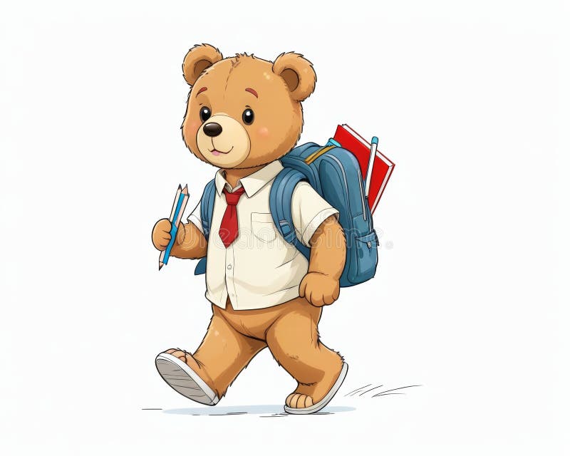 Teddy Bear Ready for School Stock Illustration - Illustration of ...