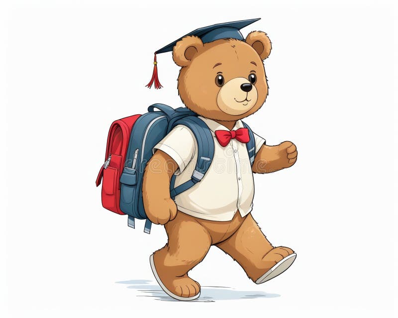 Teddy Bear Ready for School Stock Illustration - Illustration of bear ...