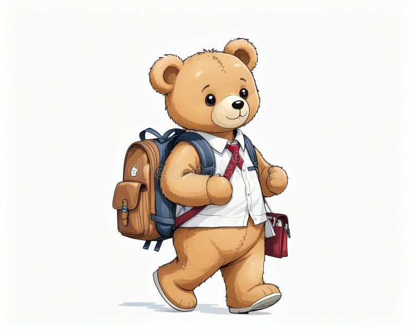 Teddy Bear Ready for School Stock Illustration - Illustration of ...