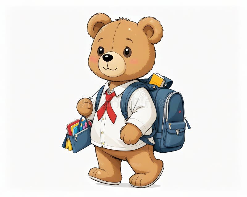Teddy Bear Ready for School Stock Illustration - Illustration of ...