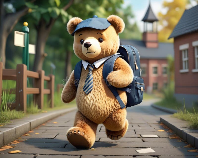 Teddy Bear Ready for School Stock Illustration - Illustration of cute ...
