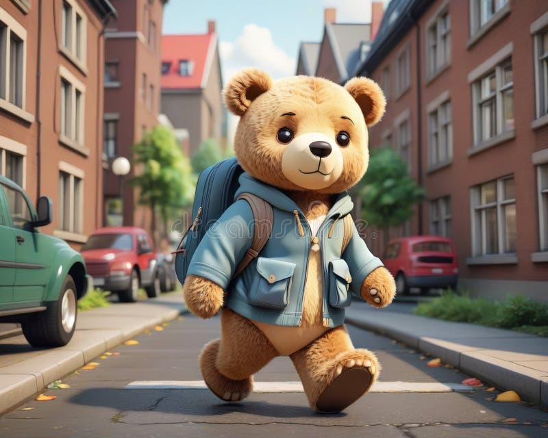 Teddy Bear Ready for School Stock Illustration - Illustration of ...