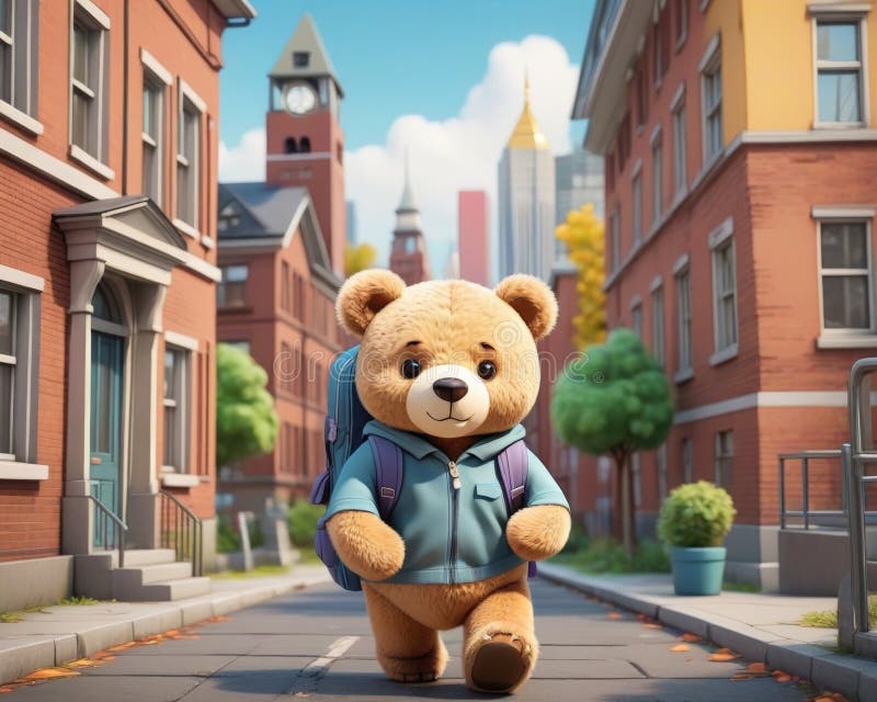 Teddy Bear Ready for School Stock Illustration - Illustration of study ...