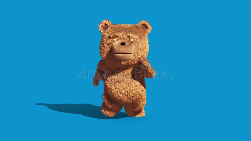 Teddy Bear Real Fur Runcycle Front Blue Screen Loop 3D Renderings ...