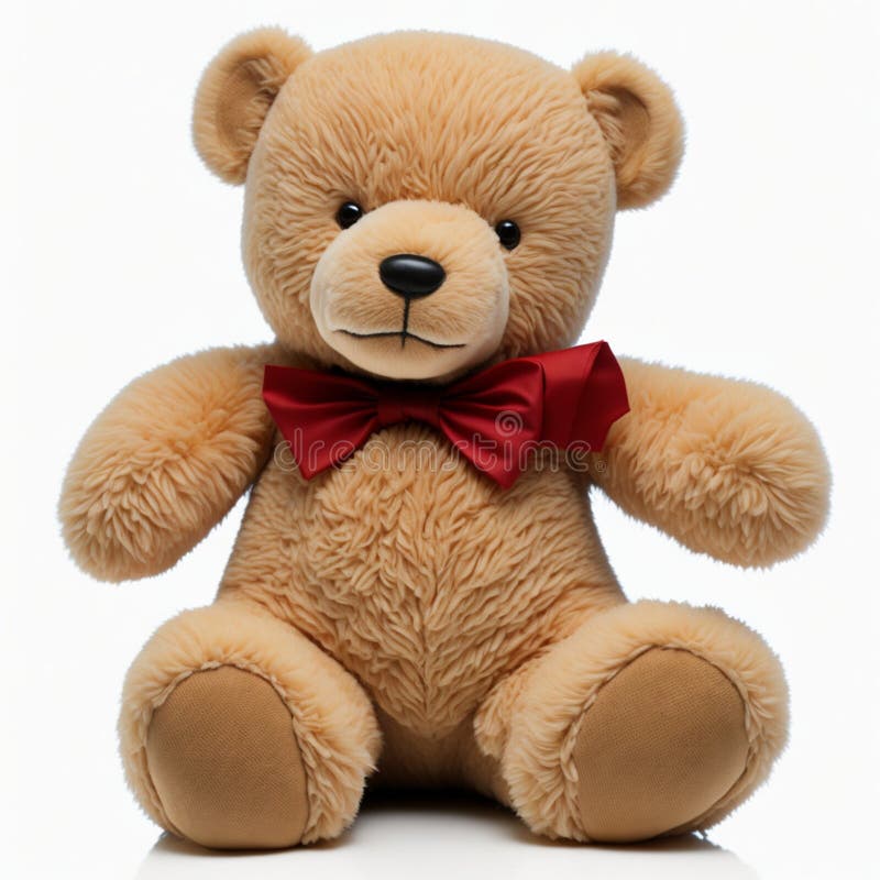 Teddy Bear with Red Bow Tie on White Background. AI Generated Stock ...