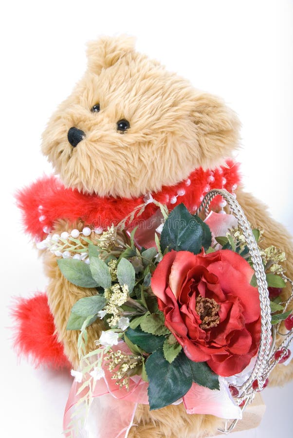 Teddy bear and red rose stock photo. Image of gift, celebration - 4143364