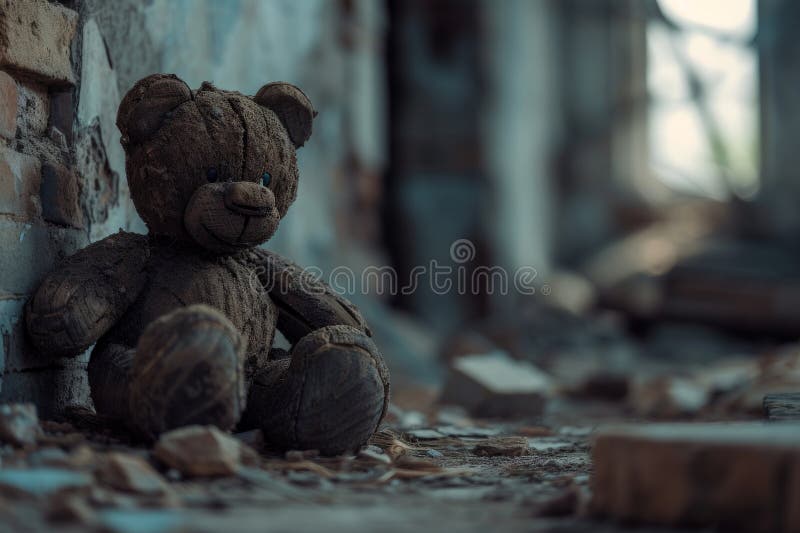 Teddy Bear Resting on Brick Wall Stock Illustration - Illustration of ...