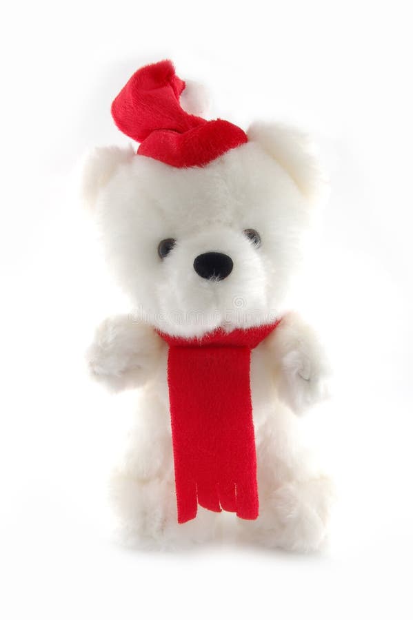 Teddy Bear With Santa Hat On A White Background Picture. Image: 3788089
