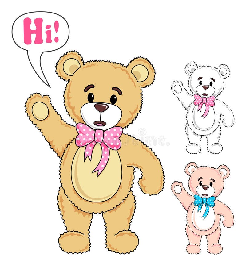 Teddy Bear Saying Hi Vector Stock Vector - Illustration of decoration ...