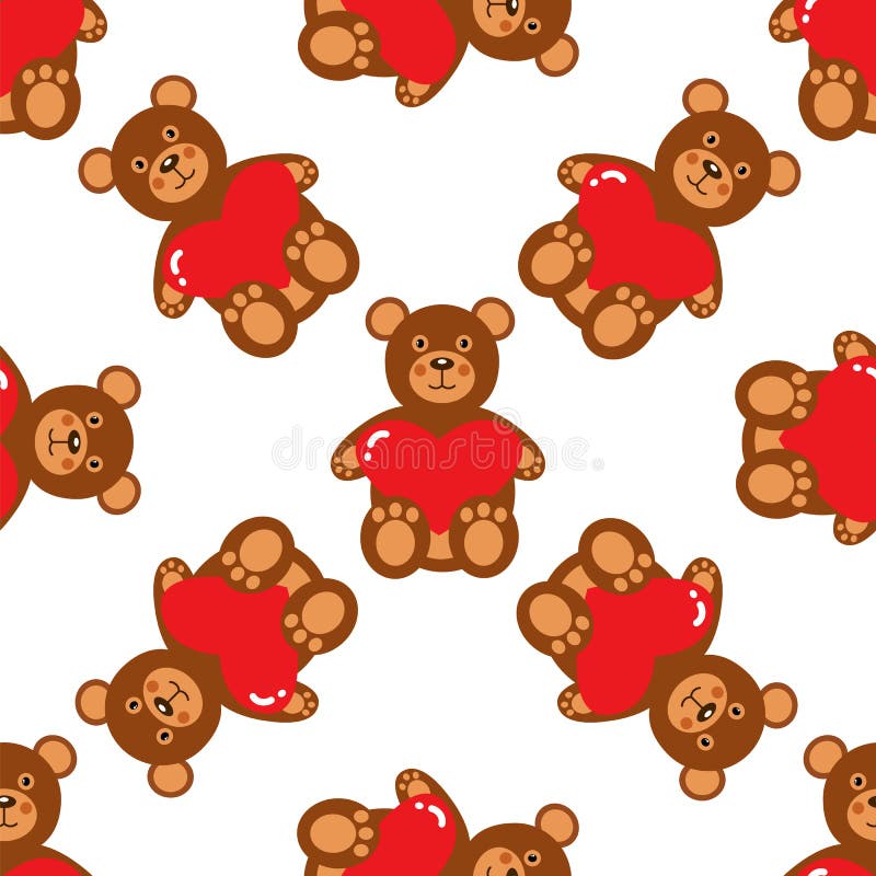 Teddy Bear Seamless Pattern Stock Vector - Illustration of animal ...