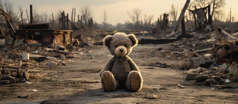 A Teddy Bear Sitting on a Broken Path Stock Image - Image of cuddly ...