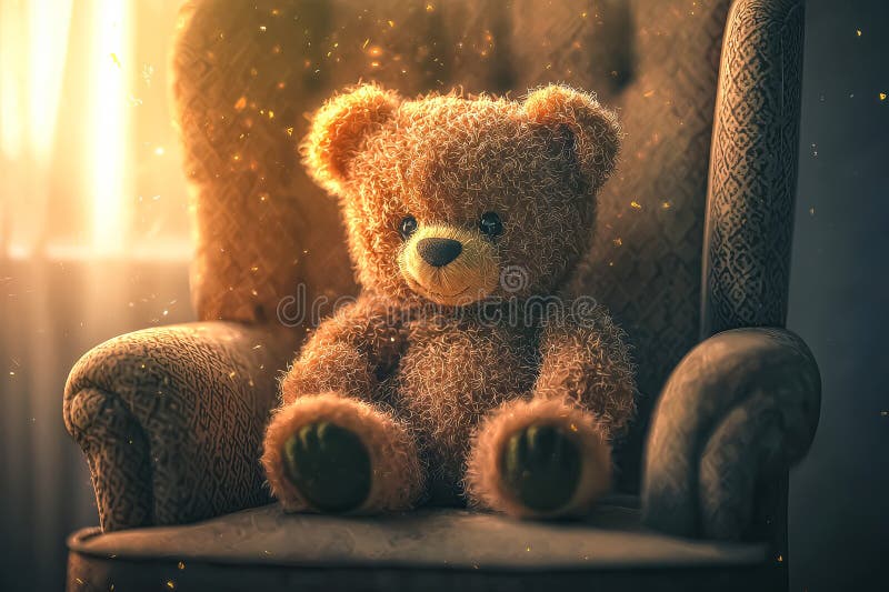 Teddy Bear is Sitting on a Chair. Stock Image - Image of cute, alone ...