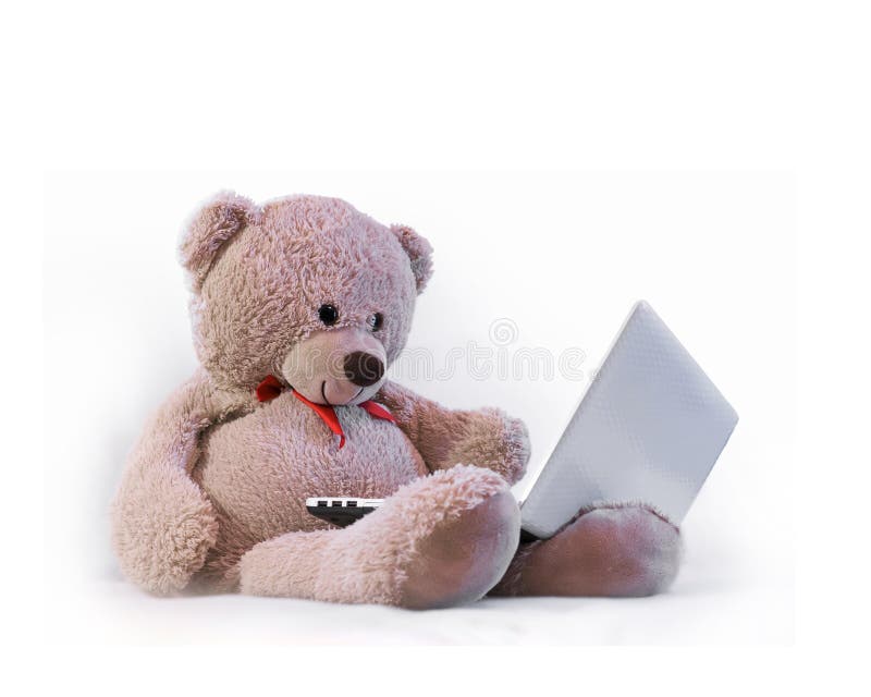 Teddy Bear Sitting and Looking at Notebook Stock Image - Image of child ...