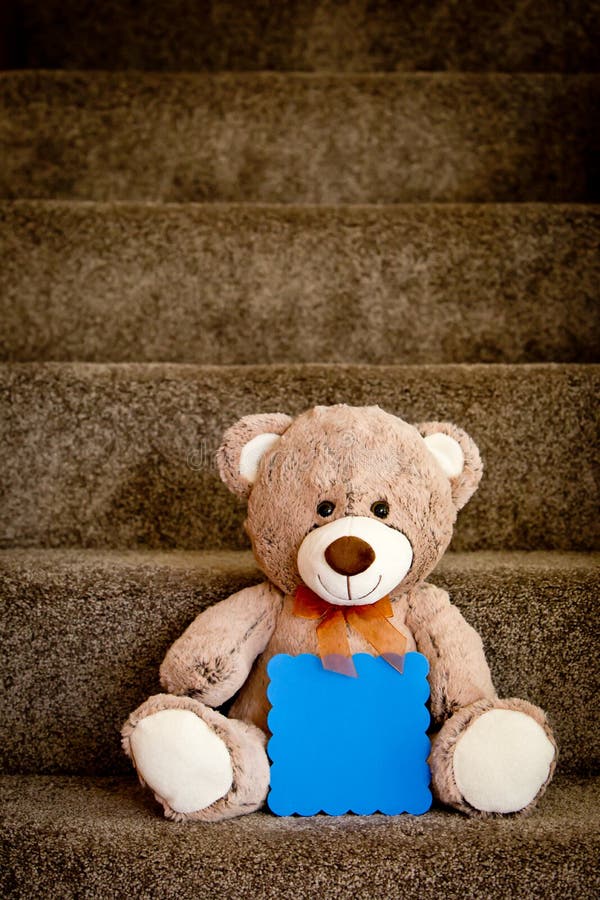 Teddy bear on stairs stock image. Image of child, teddy - 12892581