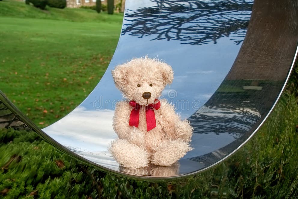 Teddy Bear Sitting on a Steel Structure Stock Image - Image of stuffed ...