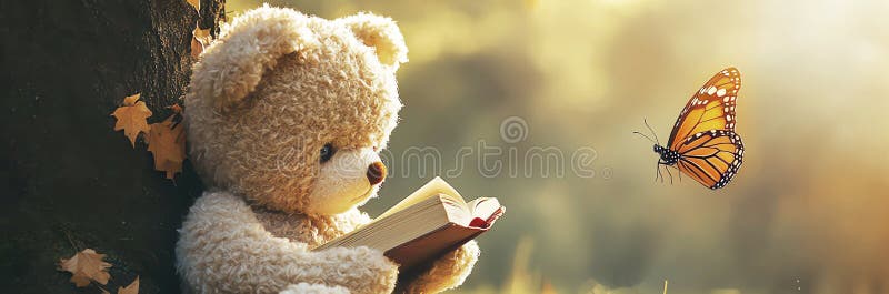 A Teddy Bear Sitting Under a Tree, AI Generated Stock Illustration ...