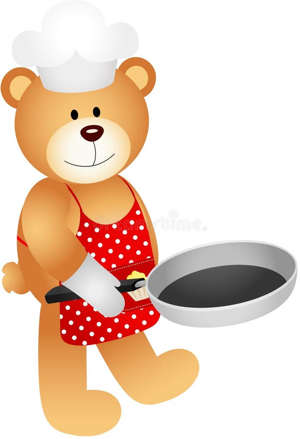 Cook Teddy Bear with Wooden Spoon Stock Vector - Illustration of animal ...
