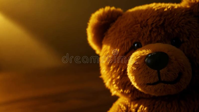 Teddy Bear Slowly Emerging from Shadows into a Warm, Enchanting Light ...