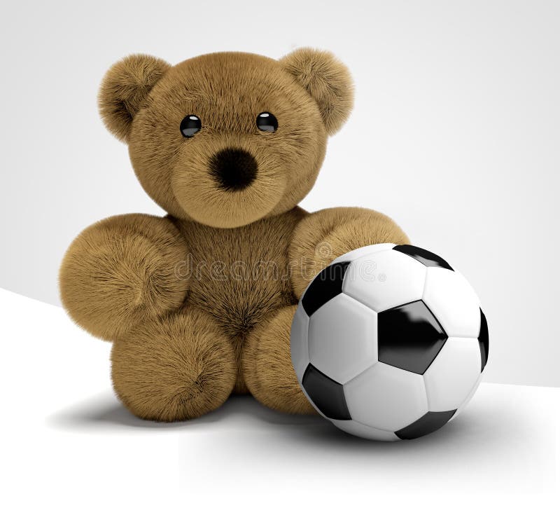 Teddy Bear Soccer Football 3d Render Stock Illustration - Illustration ...