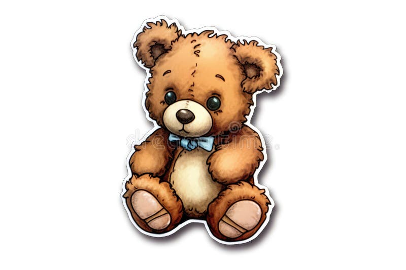 Teddy Bear Sticker on White Background. Generative AI Stock ...
