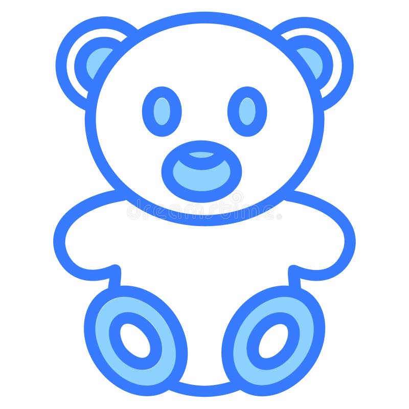 Teddy Bear, Toy Icon, Simple Design Blue Line Stock Vector ...