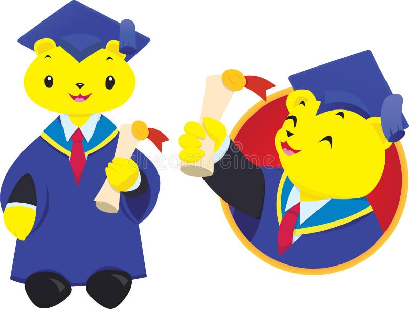 Teddy Bear University Mascot Graduado Ilustración del Vector ...
