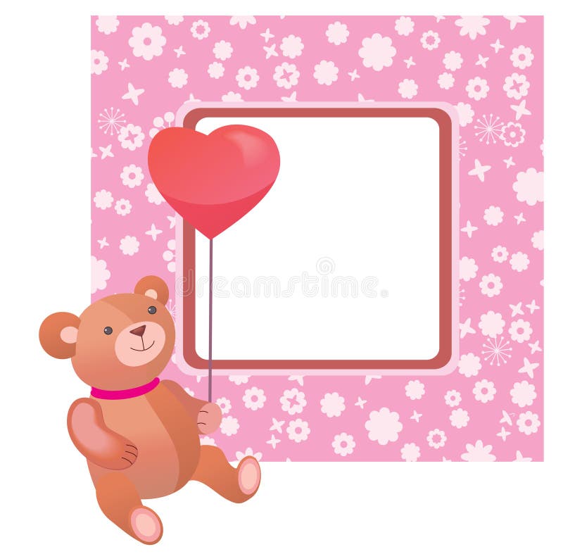Teddy Bear Hearts Frame or Border Stock Illustration - Illustration of ...