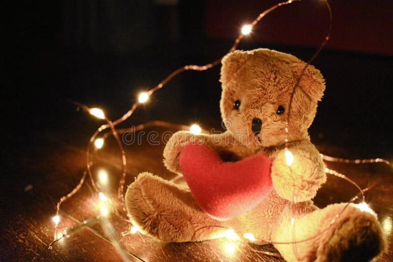 Teddy Bear with Warm Led Light Stock Image - Image of sitting, teddy ...