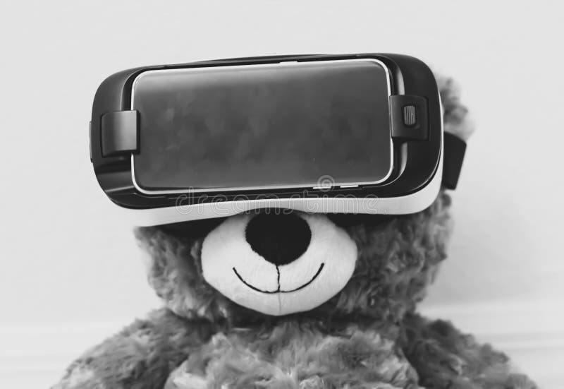 Teddy Bear Wearing a Virtual Reality Headset. Stock Image - Image of ...