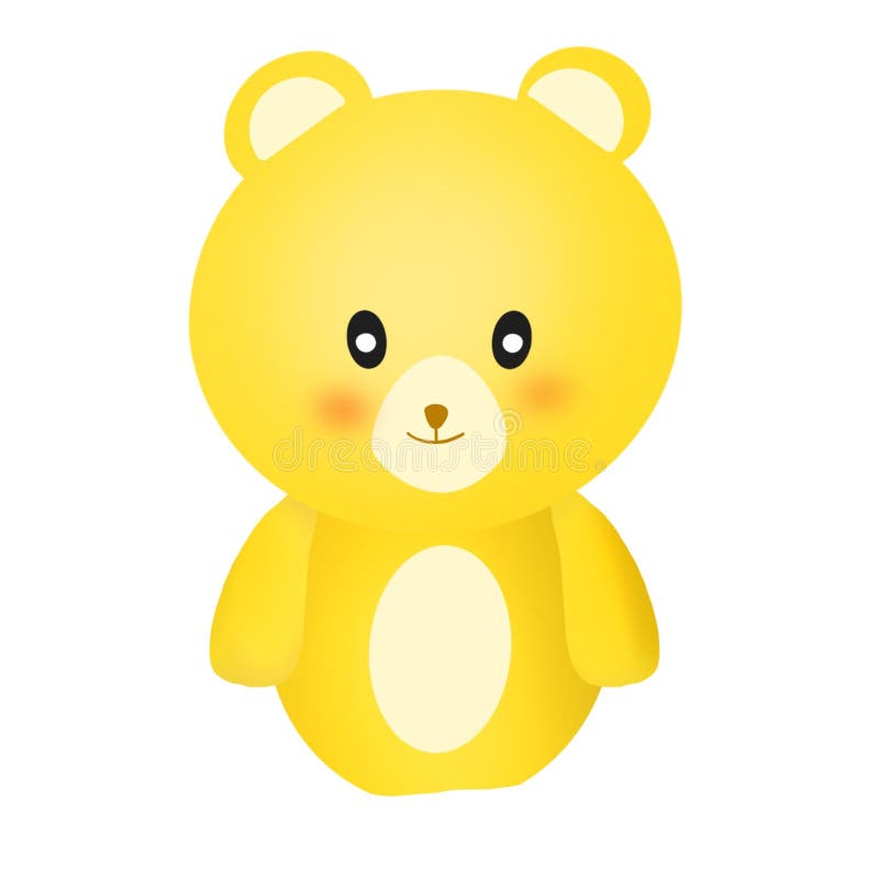 Teddy Bear is Yellow and Cute. Stock Illustration - Illustration of ...
