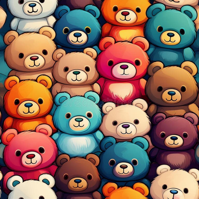 Teddy Bears of Different Colours in a Seamless Pattern Stock ...