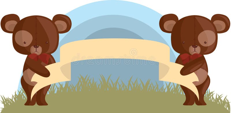 Banner with teddy bears stock illustration. Illustration of adorable ...