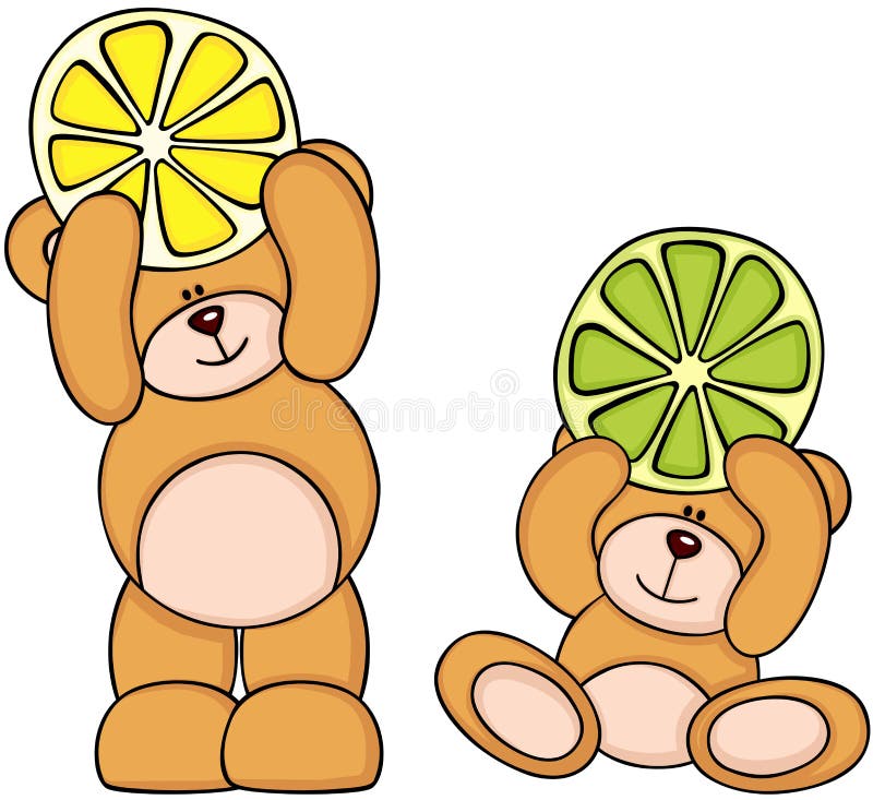 Teddy Bears Holding Citrus Fruit Slices Stock Vector - Illustration of ...