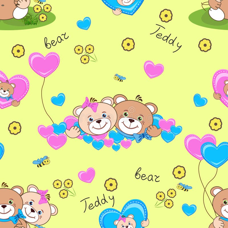 Teddy Bears Seamless Pattern Stock Vector - Illustration of seamless, painted: 94562764