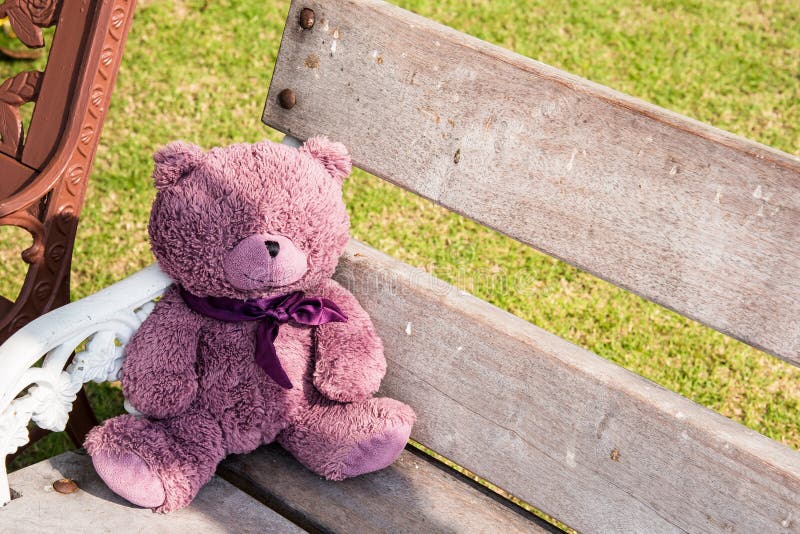 Teddy Bears Sitting on a Wooden Chair. Stock Image - Image of vintage ...