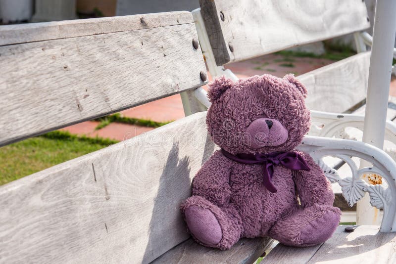 Teddy Bears Sitting on a Wooden Chair. Stock Photo - Image of ...