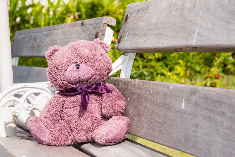 Teddy Bears Sitting on a Wooden Chair. Stock Photo - Image of happy ...