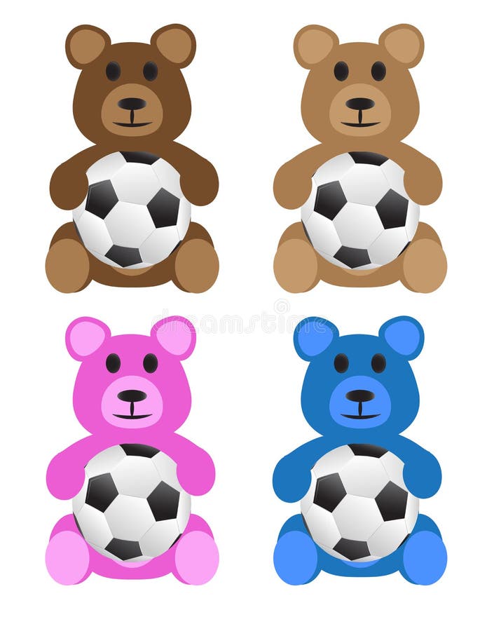 Teddy Bears with Soccer Balls Stock Vector - Illustration of color ...