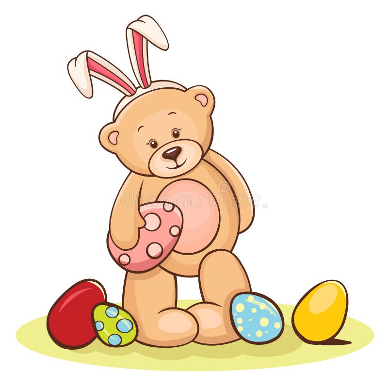 Teddy bear with easter egg stock vector. Illustration of happy - 23396317