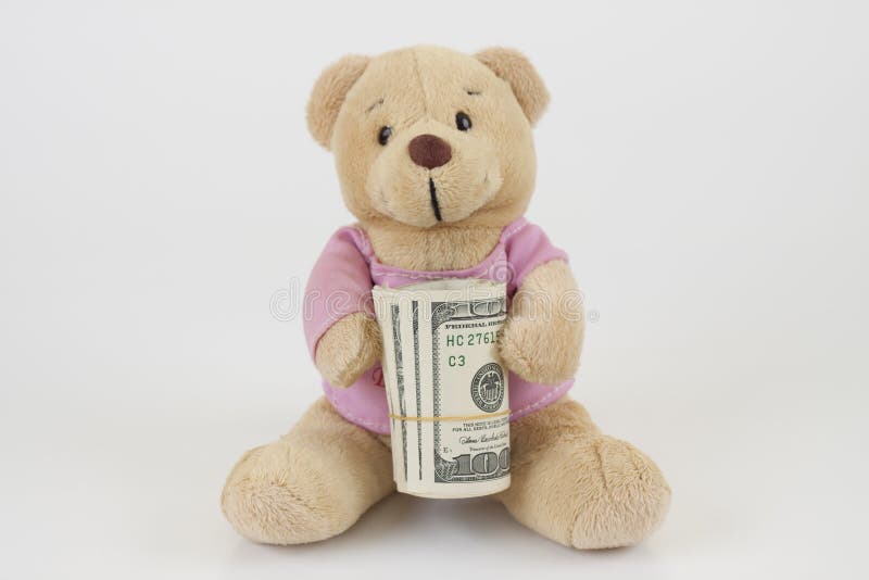 Teddy and money stock image. Image of bill, dollar, white - 12112607